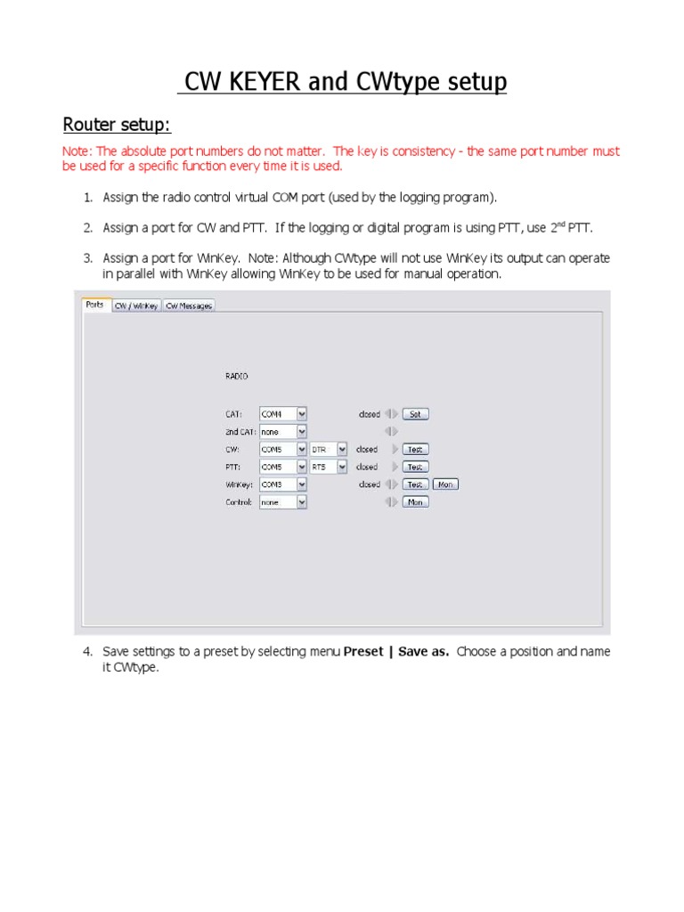 CW Keyer and Cwtype Setup | PDF | Component Object Model | Menu (Computing)