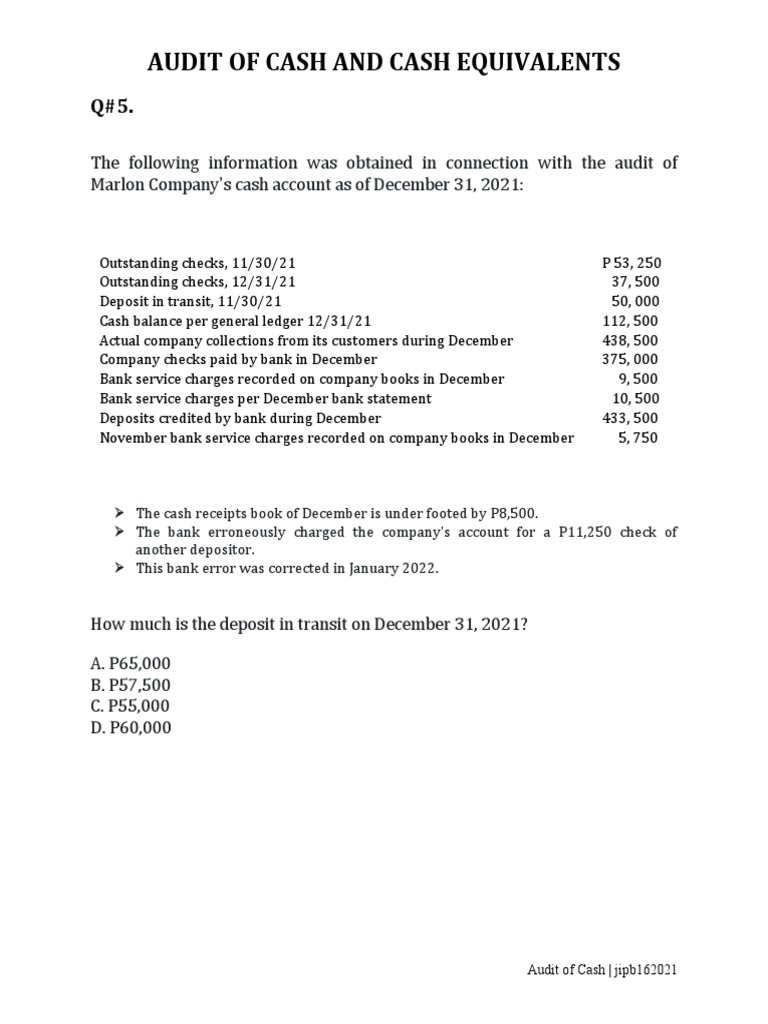 Audit of Cash and Cash Equivalents | PDF | Business