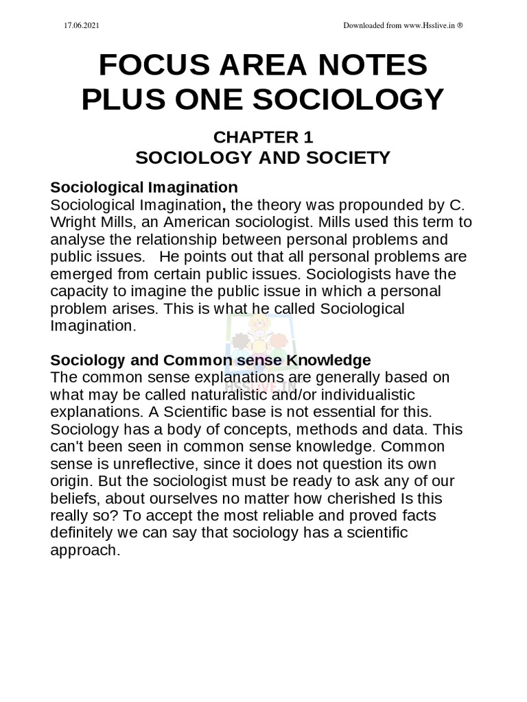 Hsslive-XI Sociology Focus Point-Study-Notes - 2021 English | PDF ...