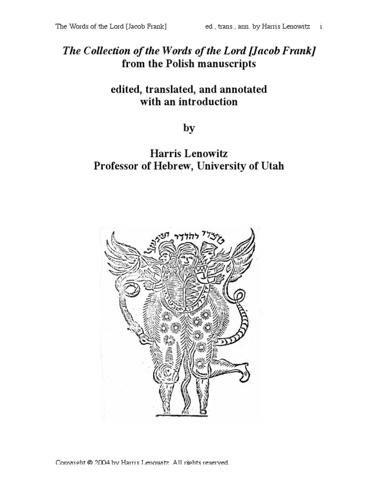 Jacob Frank Mss Lenowitz | PDF | Kabbalah | Translations