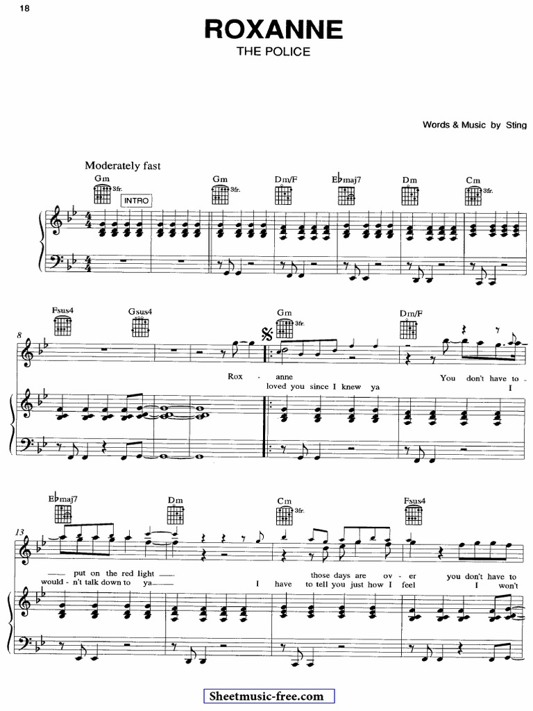 Roxanne Sheet Music Police (SheetMusic Free Com) | PDF
