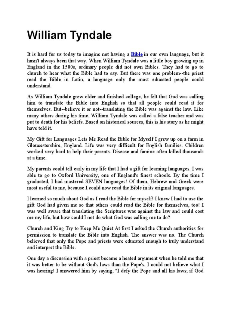 William Tyndale: Bible | PDF | William Tyndale | Catholic Church