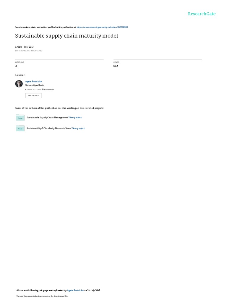 Sustainable Supply Chain Maturity Model | Sustainability | Supply Chain