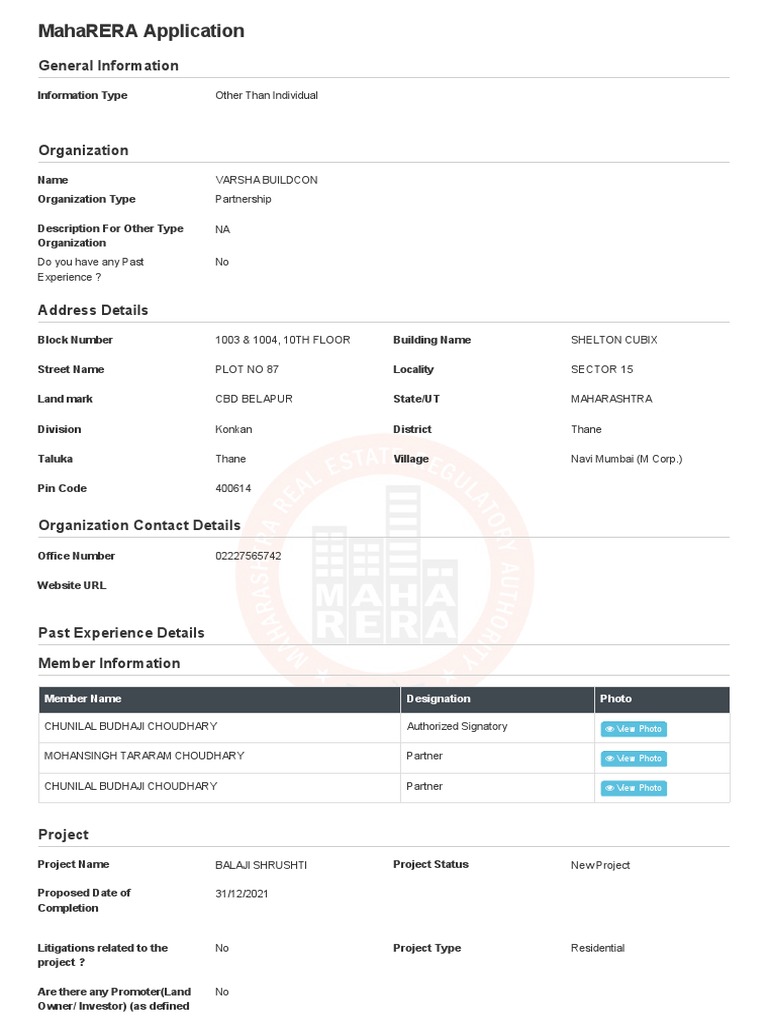 Maharera Application: General Information | PDF | Sanitary Sewer ...
