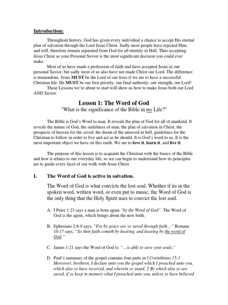 Lesson 1: The Word of God | PDF | Jesus | Gospel Of John