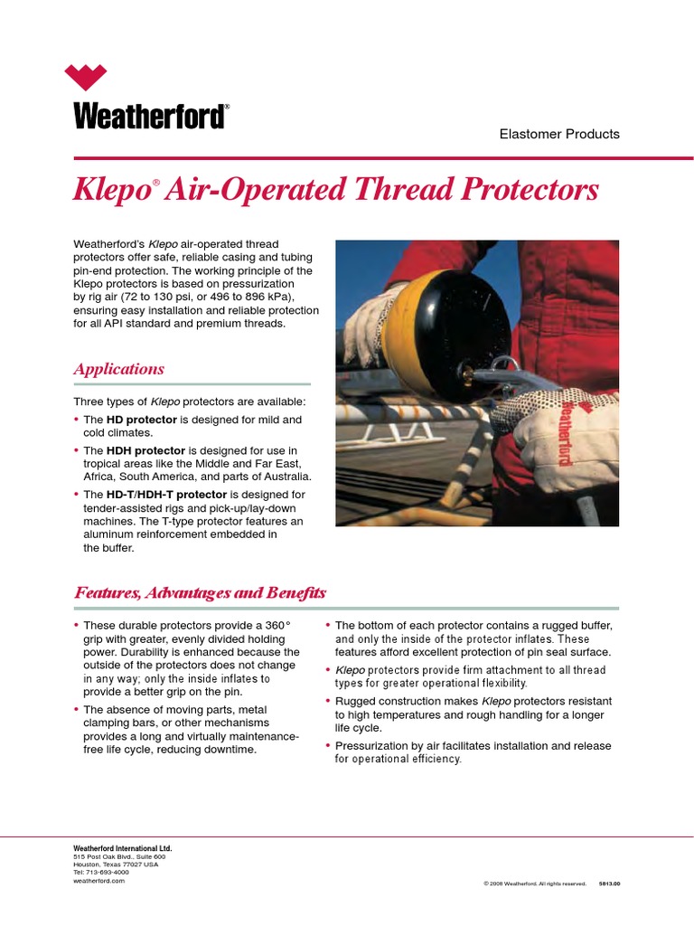 Klepo Air-Operated Thread Protectors: Applications | PDF | Manufactured ...