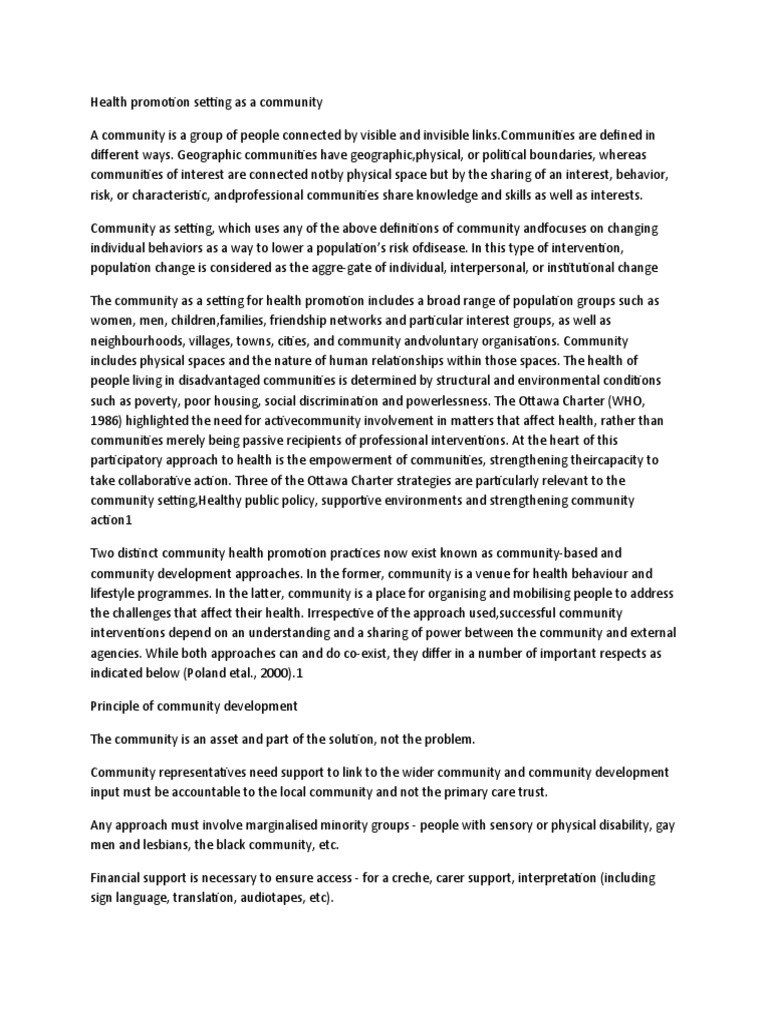Health Promotion | PDF | Health Promotion | Community