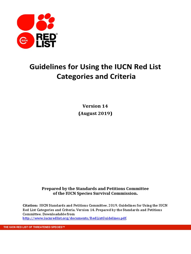 Guidelines For Using The IUCN Red List Categories and Criteria | PDF ...