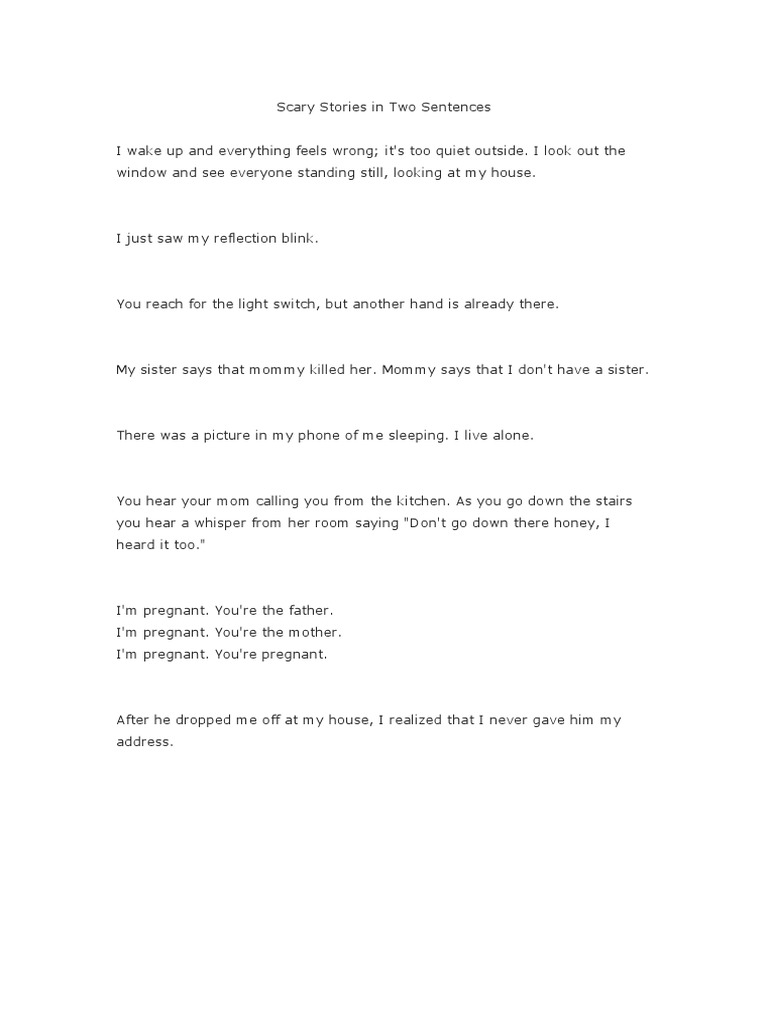 Scary Stories in Two Sentences | PDF
