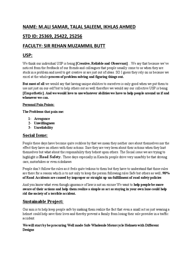 ENT403 Road Safety Group Assignment 1 | PDF