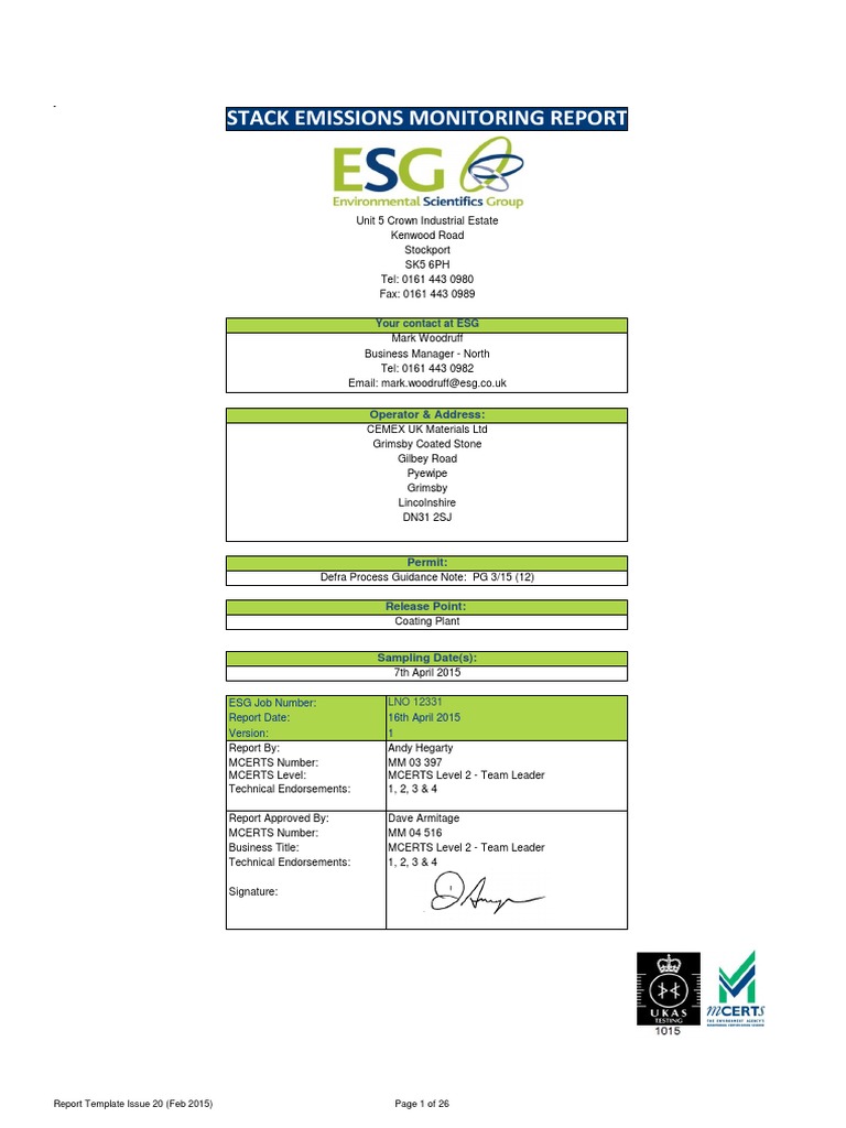 Stack Monitoring Report 07.04.151329396701654438400 1 | PDF | Gases ...