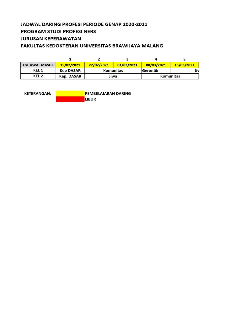 Jadwal Profesi Daring Genap 20-21 | PDF