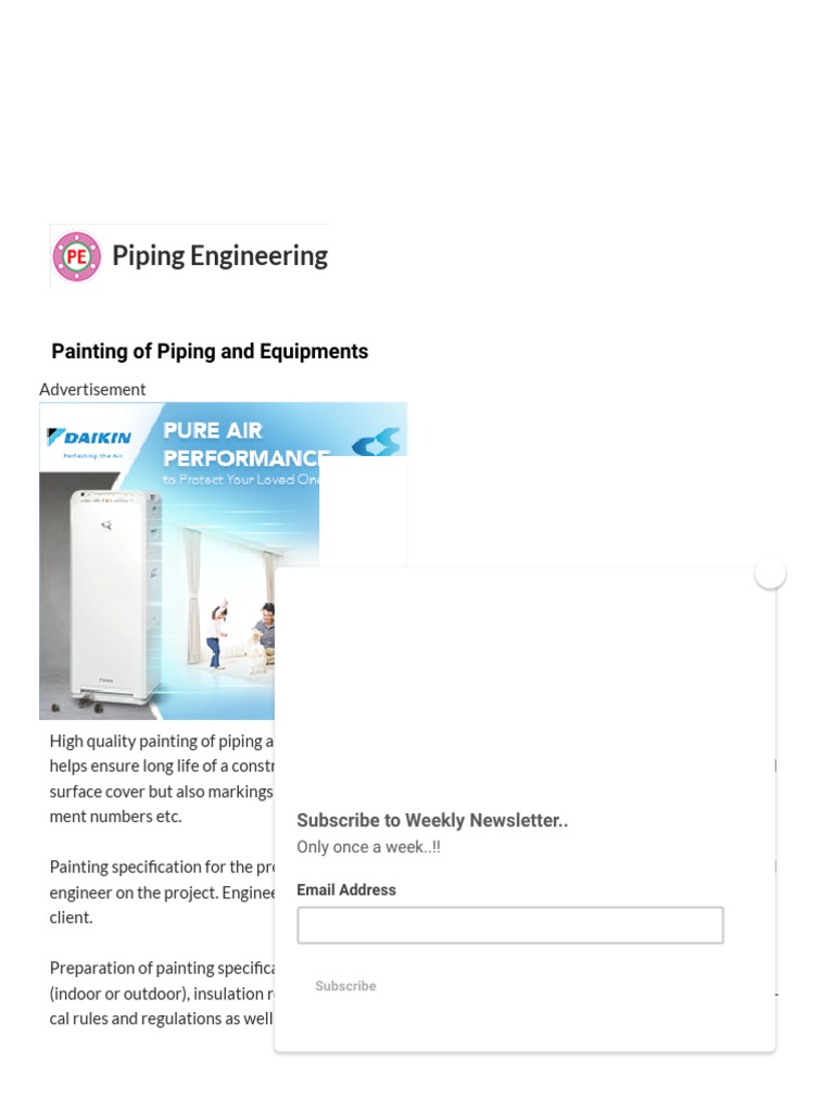 Painting Specifications for Piping Systems | PDF | Paint | Pipe (Fluid ...