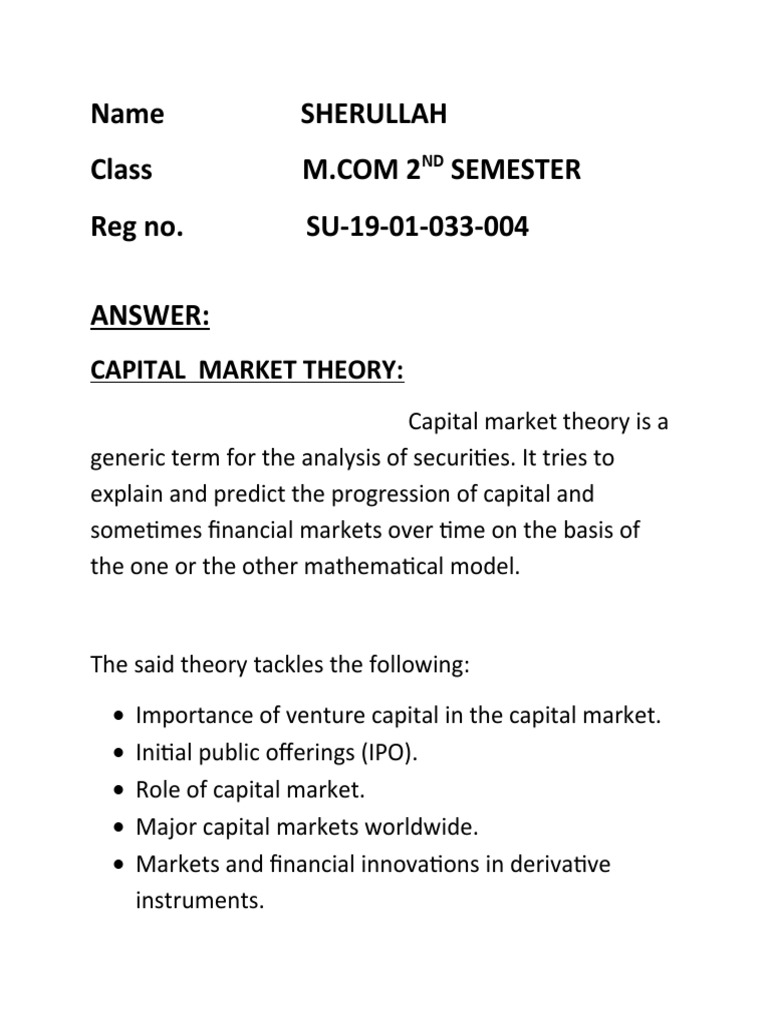 Name Sherullah Semester Reg No. SU-19-01-033-004 Answer | PDF
