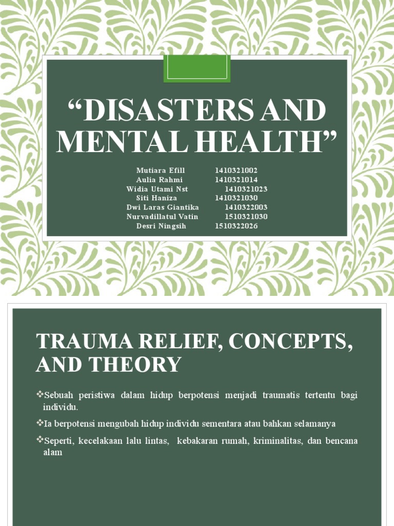 Disasters and Mental Health | PDF | Pengembangan Diri