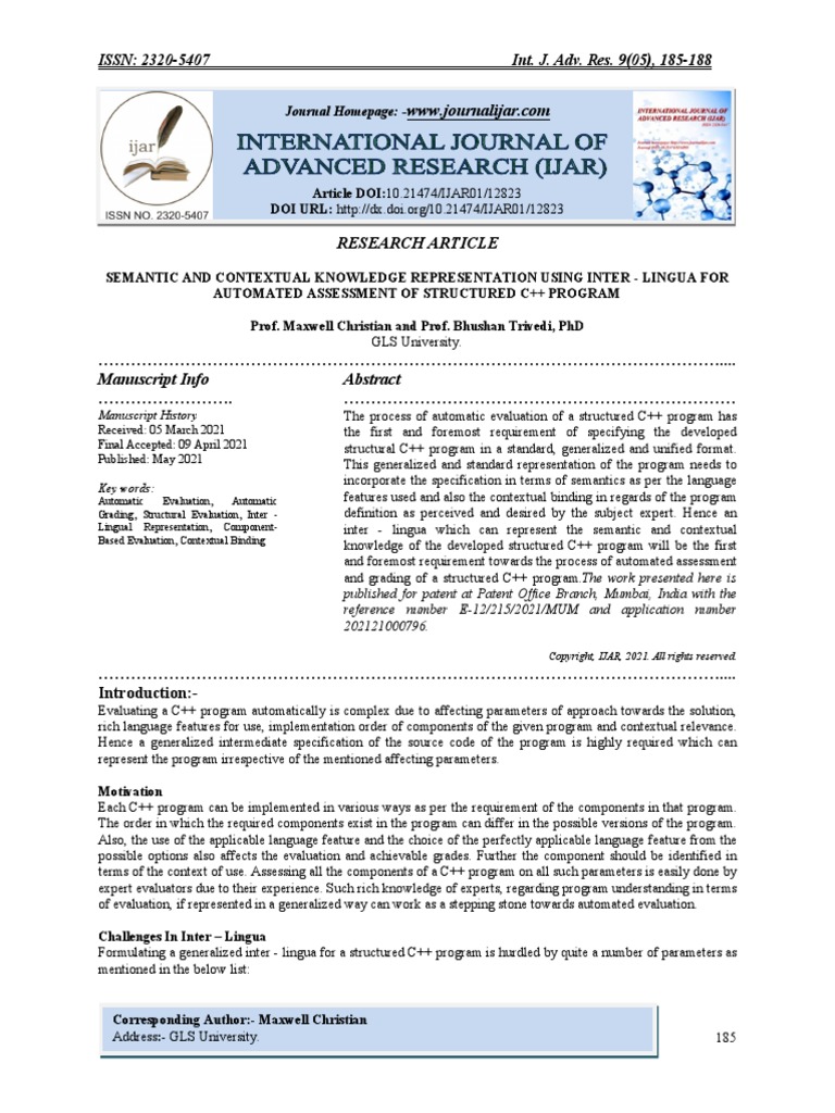Semantic and Contextual Knowledge Representation Using Inter - Lingua For Automated Assessment ...