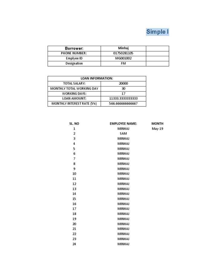 Simple Interest Loan Calculator: Borrower | PDF | Loans | Interest