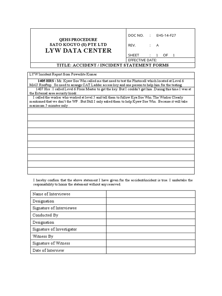 F27 Accident Statement Form | PDF