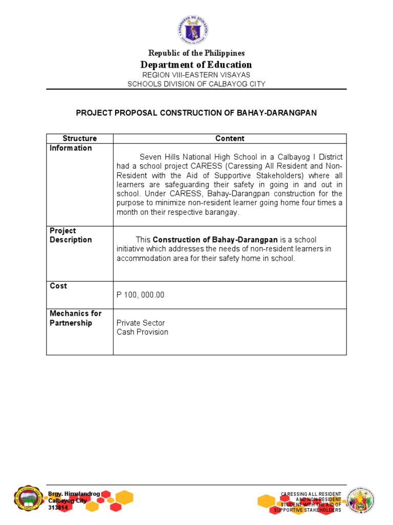 Department of Education: Project Proposal Construction of Bahay ...