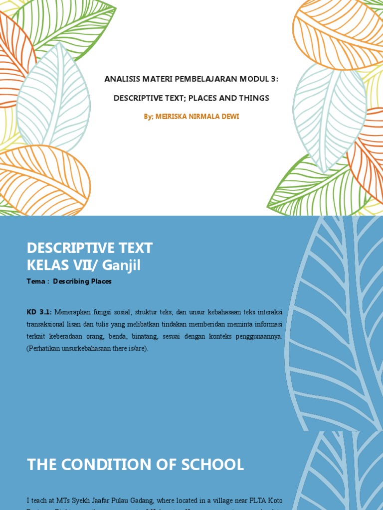 Analisis Materi Modul 3 Descriptive Text | PDF | Adjective | Verb