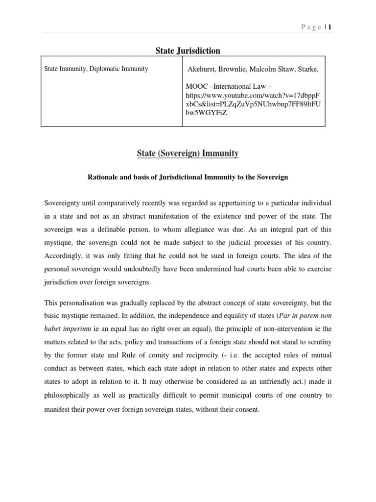 Understanding State Immunity Laws | PDF | Sovereign Immunity ...