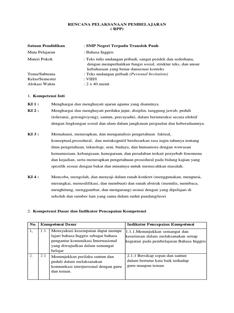 Contoh RPP PBL | PDF | Seni & Disiplin Bahasa | Kajian Bahasa Asing