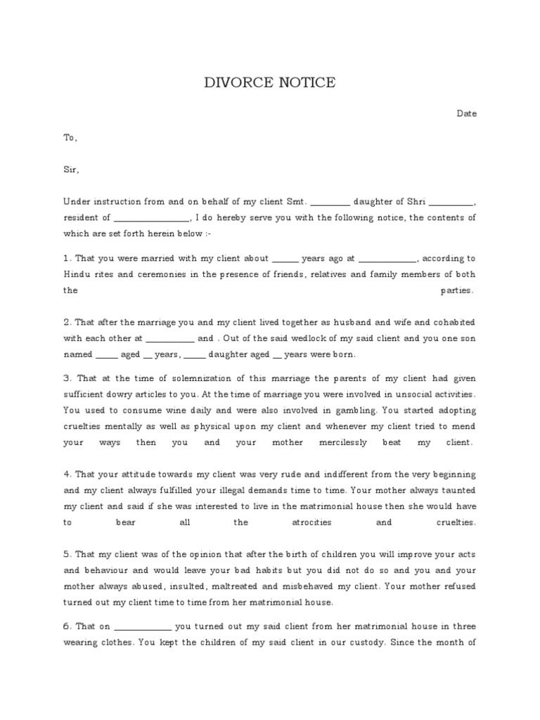 Divorce Notice | PDF | Marriage | Divorce