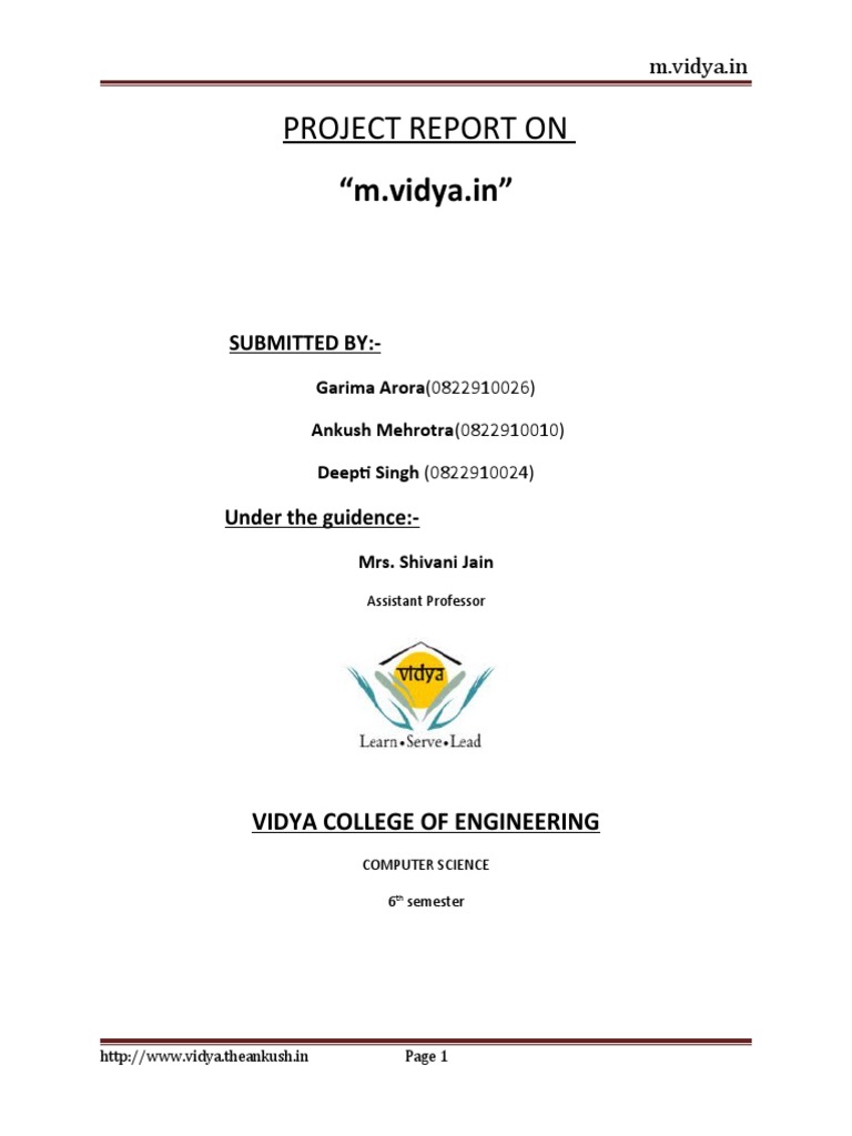 Mobile Portal for Vidya College: A Project Report on the Development of m.vidya.in | PDF ...
