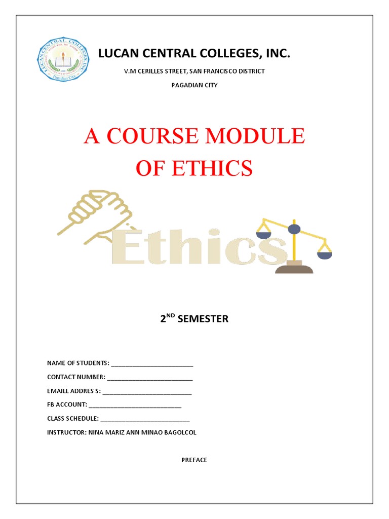 Ethics Module | PDF | Utilitarianism | Integrity