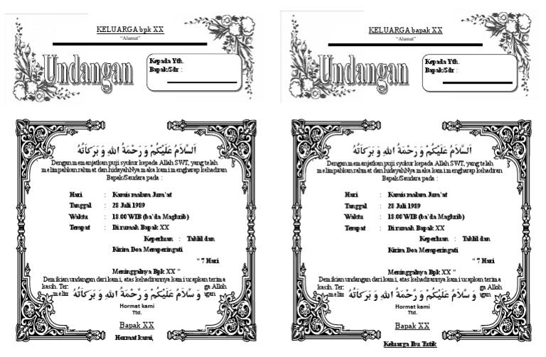 Keluarga BPK XX Keluarga Bapak XX: Kepada Yth. Bapak/Sdr: Kepada Yth. Bapak/Sdr | PDF