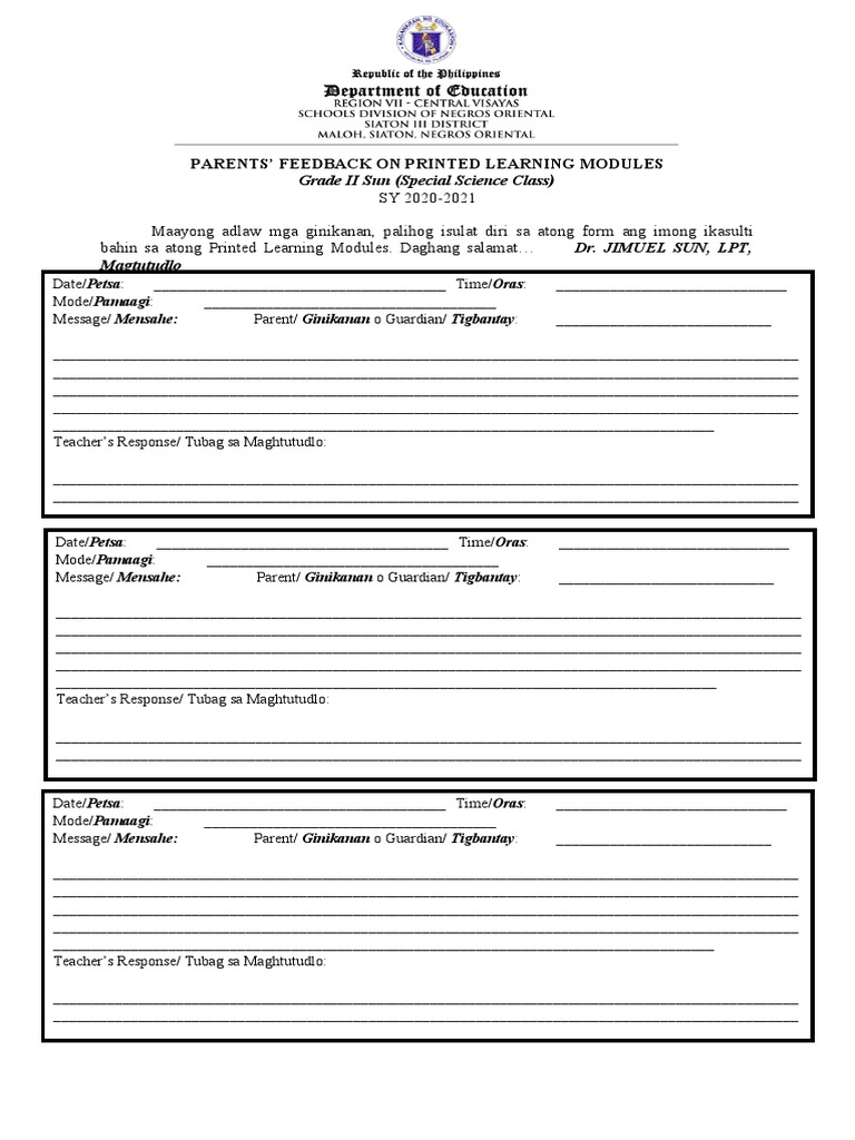Parent Feedback on Learning Modules | PDF | Wellness