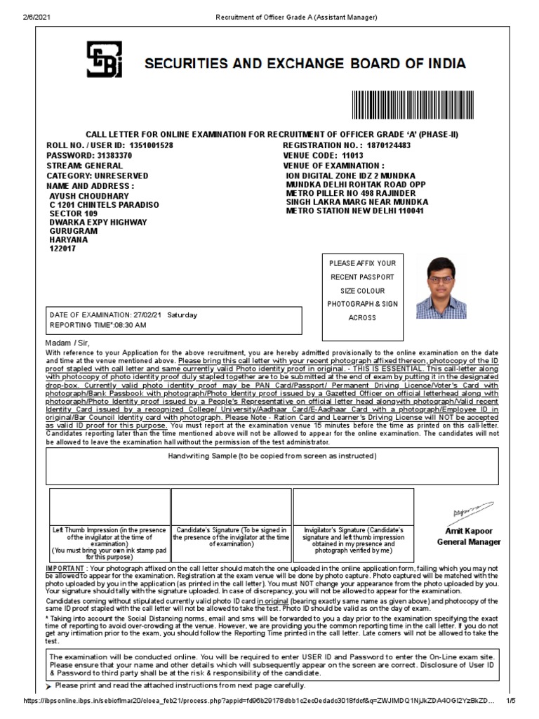 Please Affix Your Recent Passport Size Colour Photograph & Sign Across ...