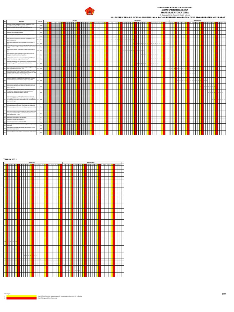 Kalender Kerja Pemilihan BPD Tahun 2021 | PDF