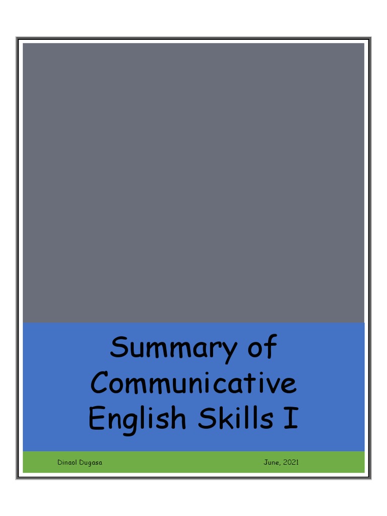 Communicative English Skills I Summary | PDF | Verb | Speed Reading