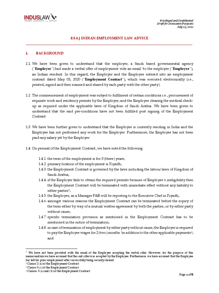 Analysis of Potential Risks and Legal Options for an Employer Looking ...