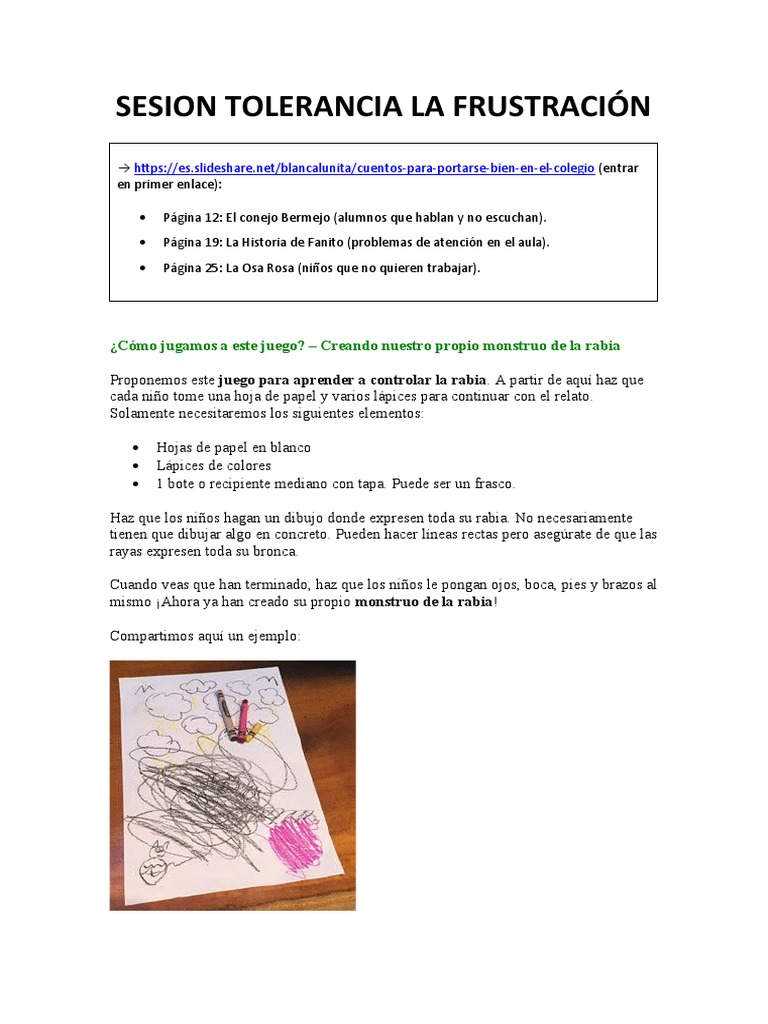 Sesion Tolerancia La Frustracion | PDF | Las emociones | Ira