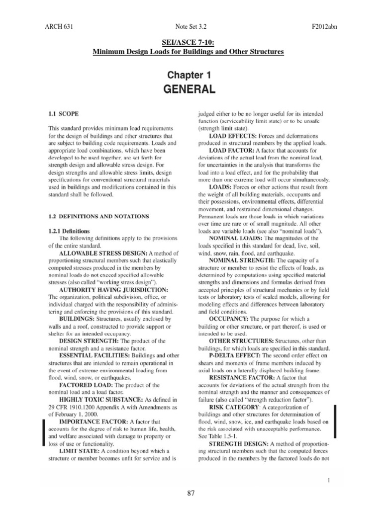 Sei Asce 7 10 Minimum Design Loads For Buildings and | PDF