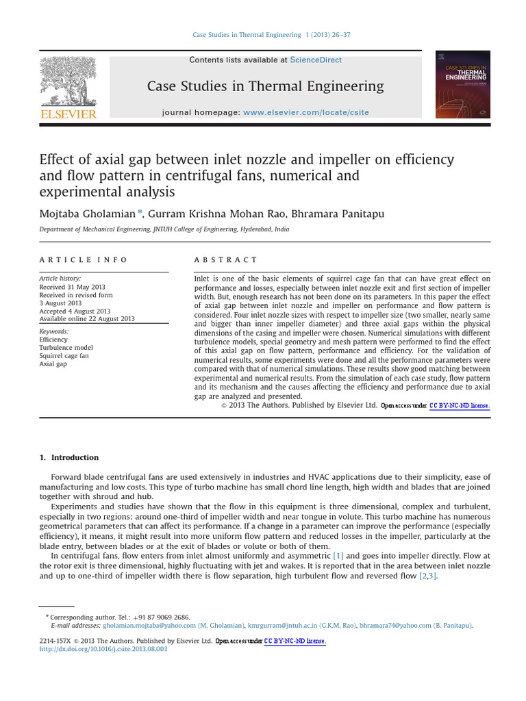 Effect of Axial Gap Between Inlet Nozzle and Impeller On Efficieny ...