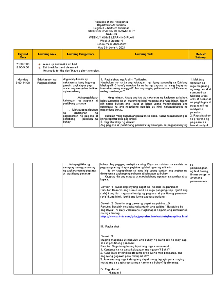 Grade 6 WHLP Q4-W3 | PDF