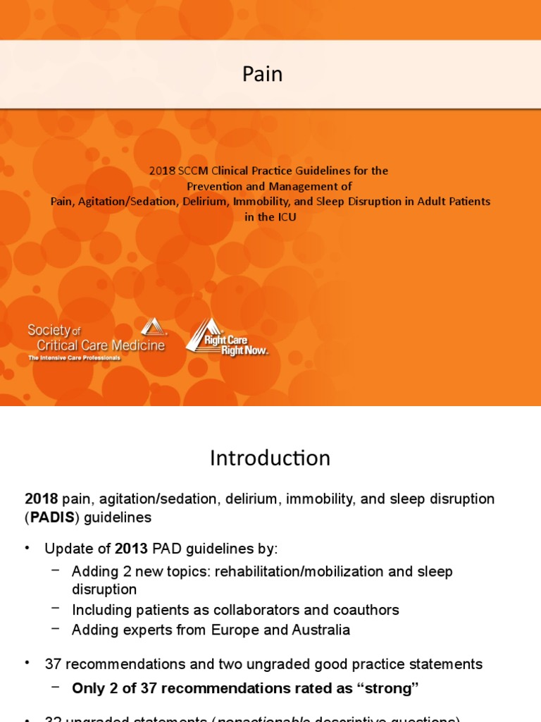 PADIS Guidelines Teaching Slides Pain | PDF | Analgesic | Intensive ...