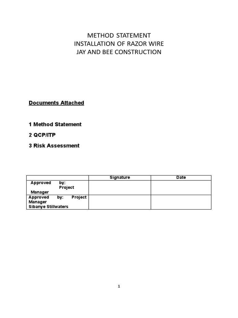 Razor Wire Fence Method - Statement Rev01 | PDF | Personal Protective ...