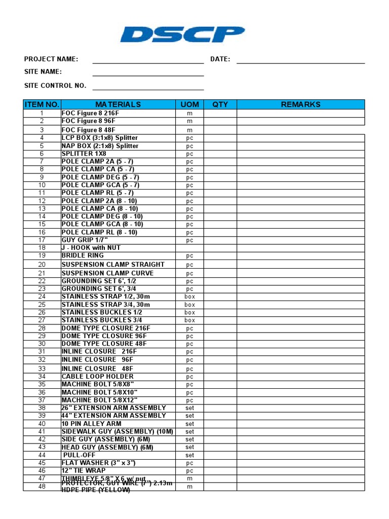 Item No. Materials UOM QTY Remarks | PDF | Manufactured Goods ...