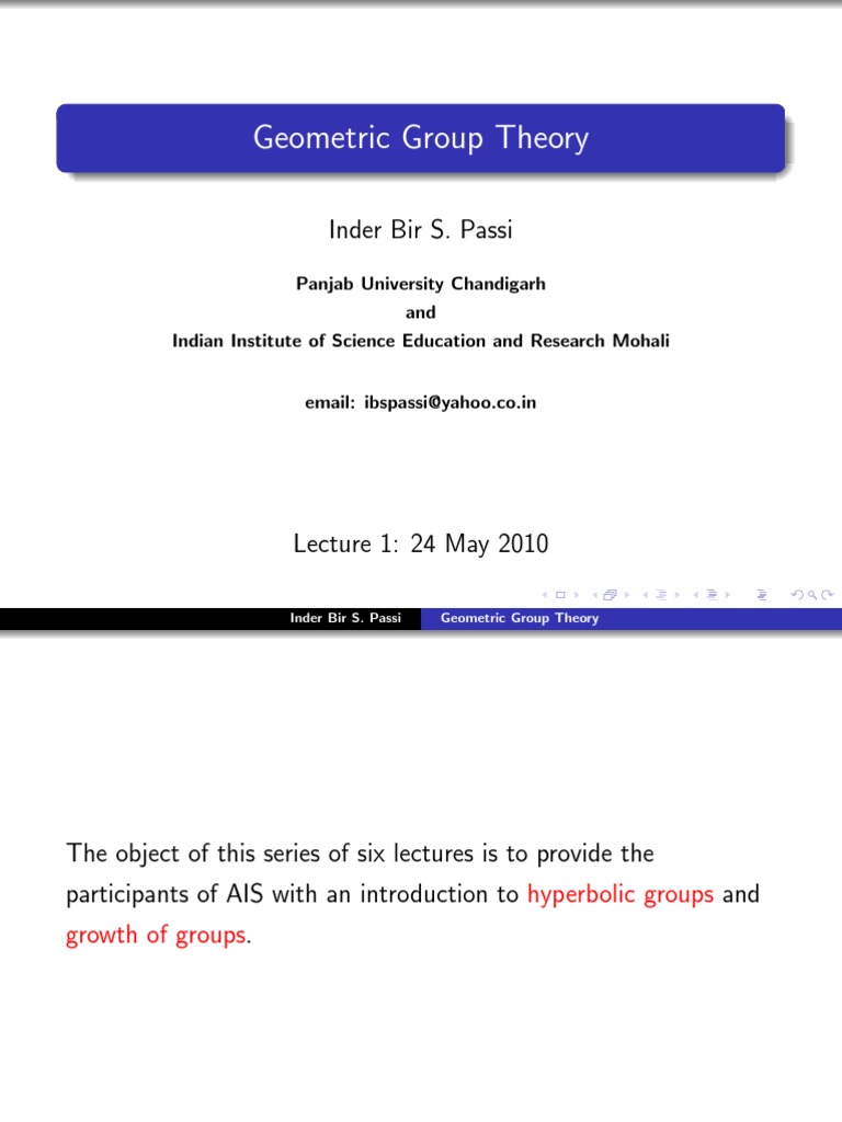 AIS Theory of Groups Lectures 2010 Slides | PDF | Group (Mathematics ...