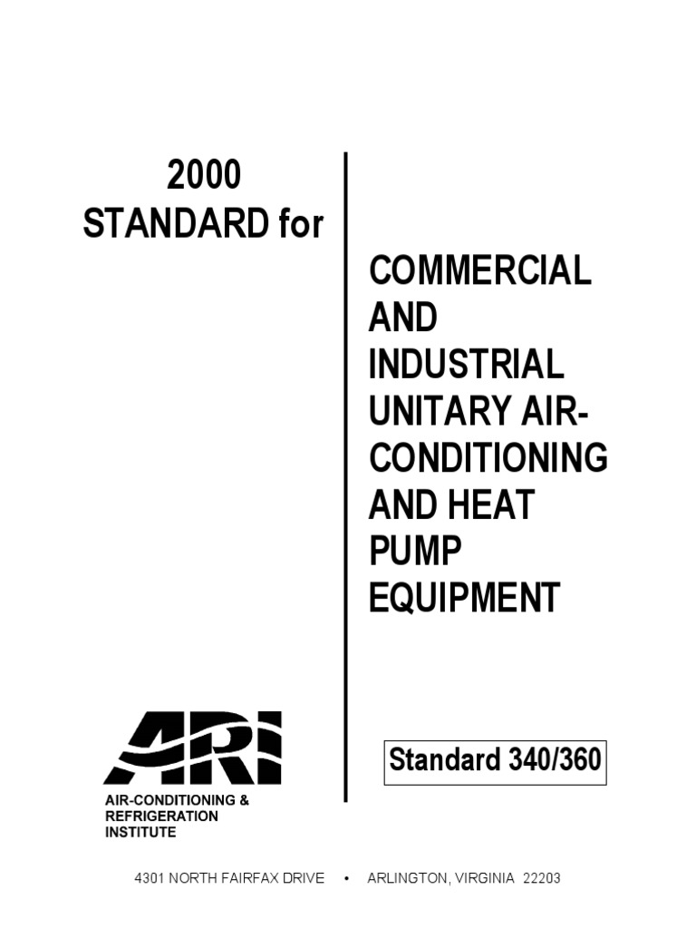 ARI Standard 340 - 360 | PDF | Air Conditioning | Heat Pump