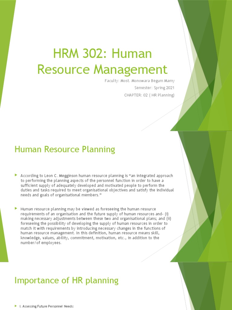 HRM 302: Human Resource Management: Faculty: Most. Monowara Begum Mamy ...