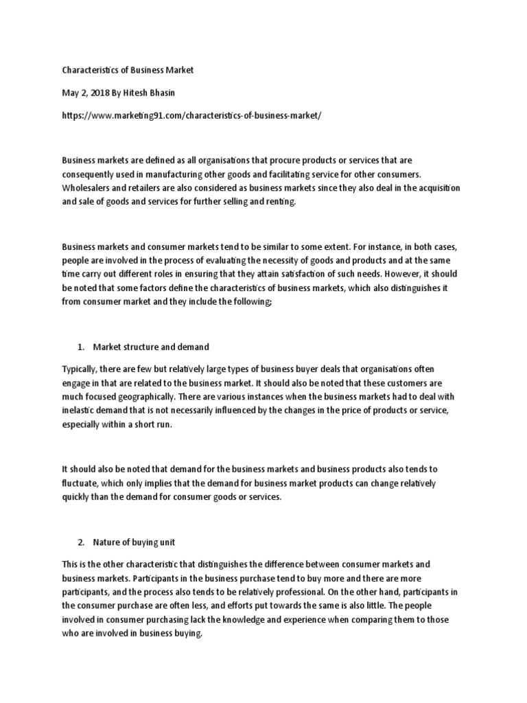 Characteristics of Business Market | PDF | Market (Economics) | Demand