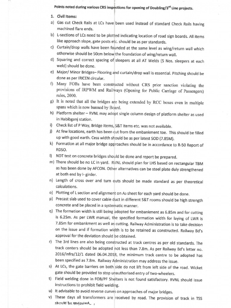 Points For CRS Inspection | PDF