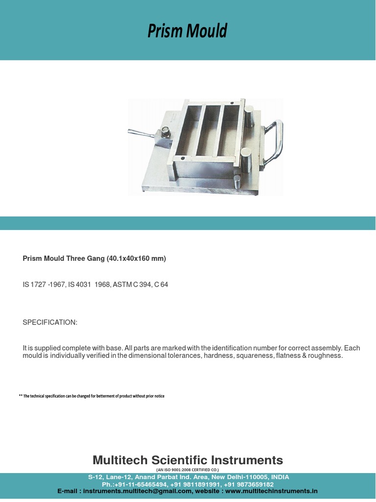 Prism Mould: Multitech Scientific Instruments | PDF