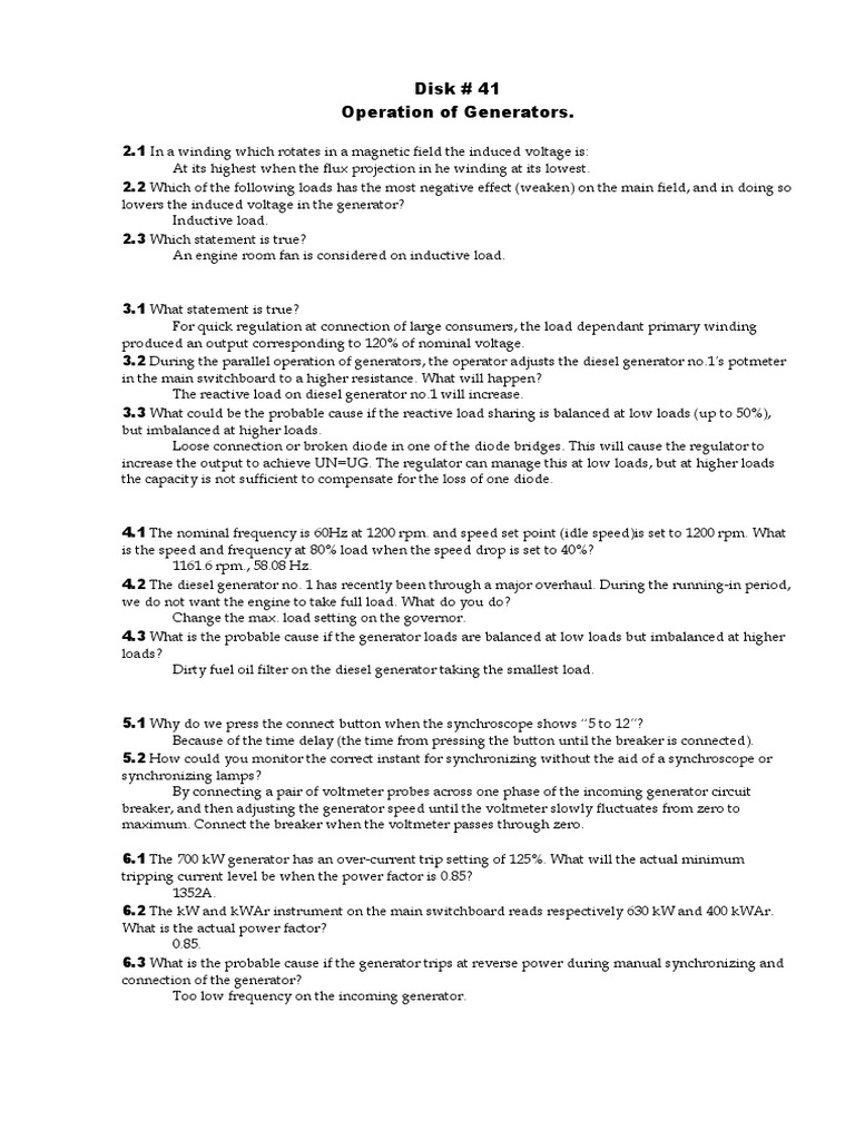 41 Operation of Generators E | PDF | Electric Generator | Inductance