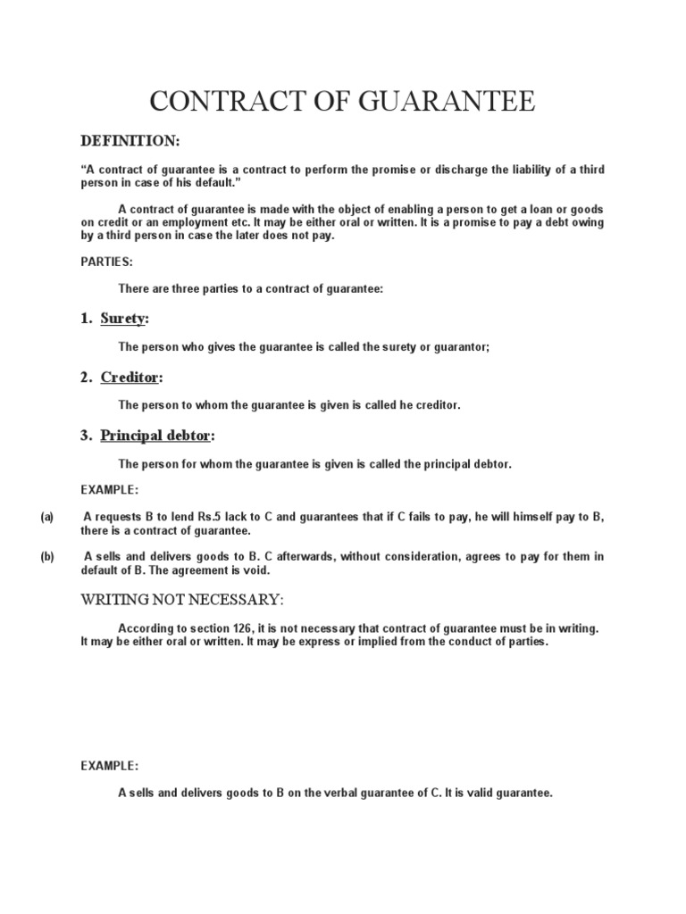 Contract of Guarantee | PDF | Guarantee | Liability (Financial Accounting)